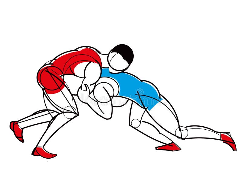 Freestyle Wrestling. Two Stylized Geometric Athletes are Fighting Stock ...