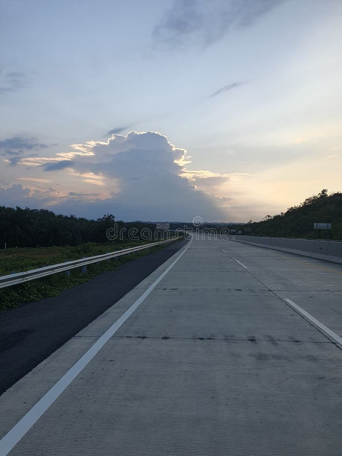 Freeway, Dusk Sky, Clouds, Sunset, Toll Road Project Stock Photo ...
