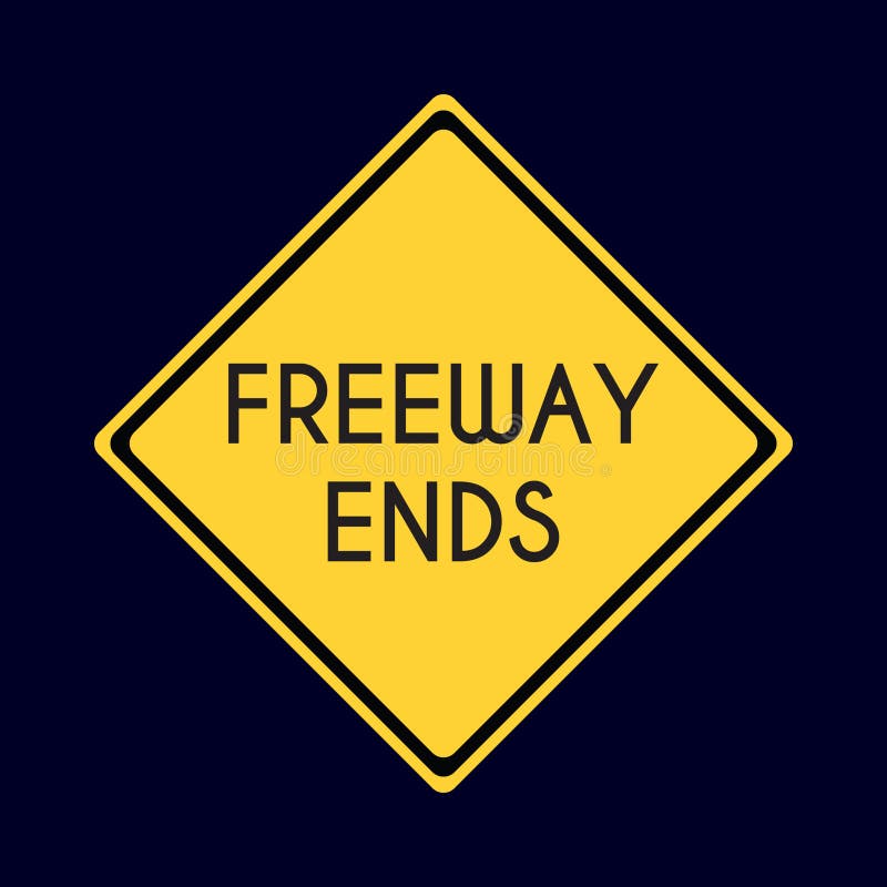 Freeway ends sign stock illustration. Illustration of roadway - 51941288