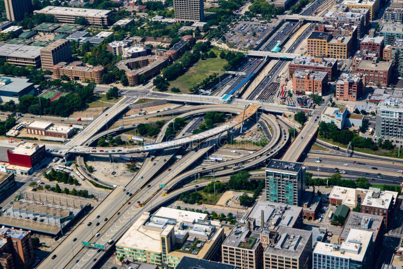 The Freeway Highway System in Downtown Chicago Illinois Stock Photo ...