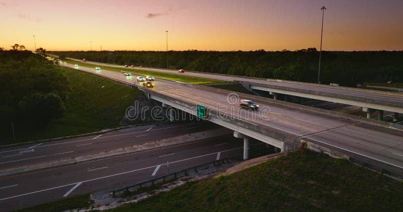 Freeway Interchange System in Florida with Exit Ramps and High-speed ...
