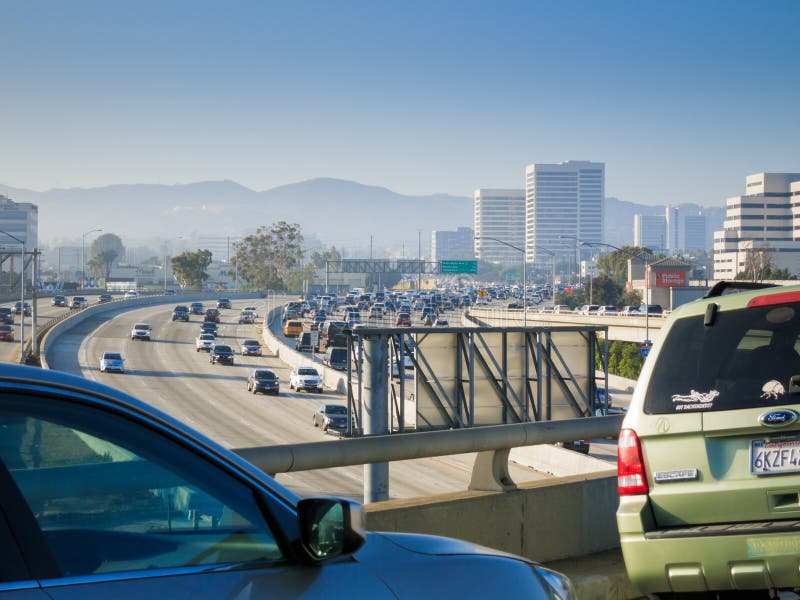 Freeway Interchange Downtown Los Angeles Aerial Stock Image - Image of ...