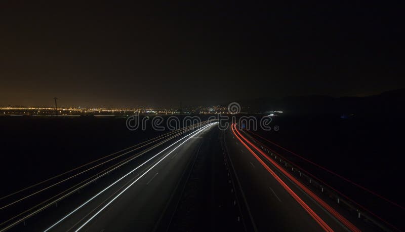 Freeway at midnight stock image. Image of darkness, speed - 124196007