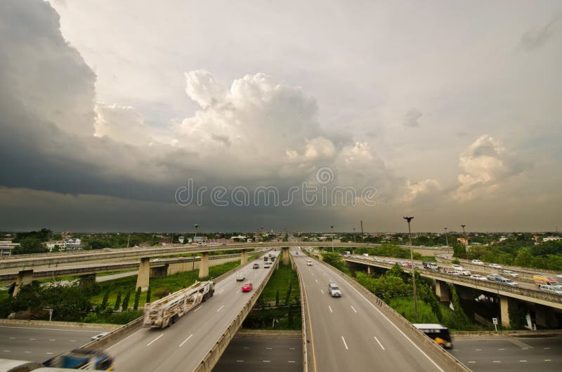 Freeway Overpasses and Bridges. Stock Image - Image of intersection ...