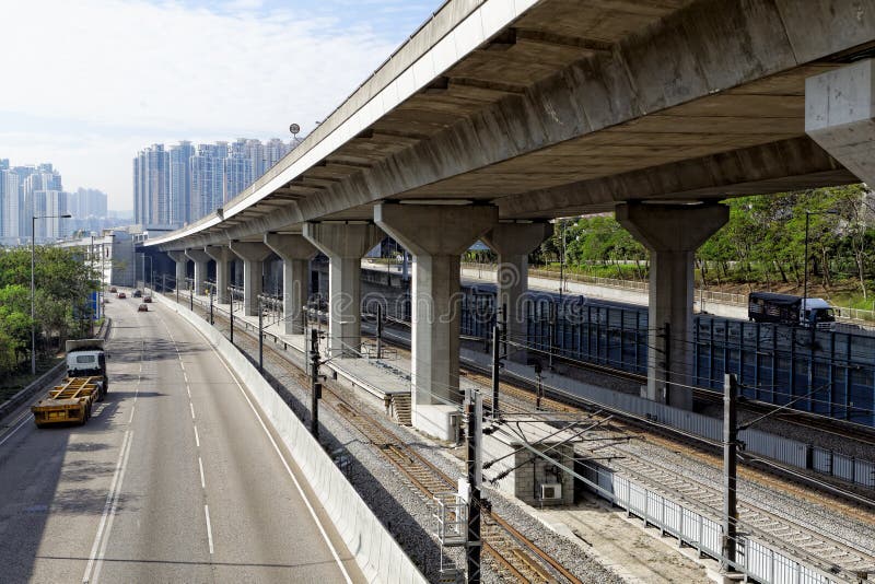 Freeway Overpasses and Train Tracks Stock Image - Image of industrial ...
