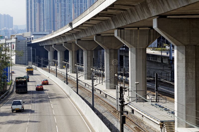 Freeway Overpasses and Train Tracks Stock Image - Image of structure ...
