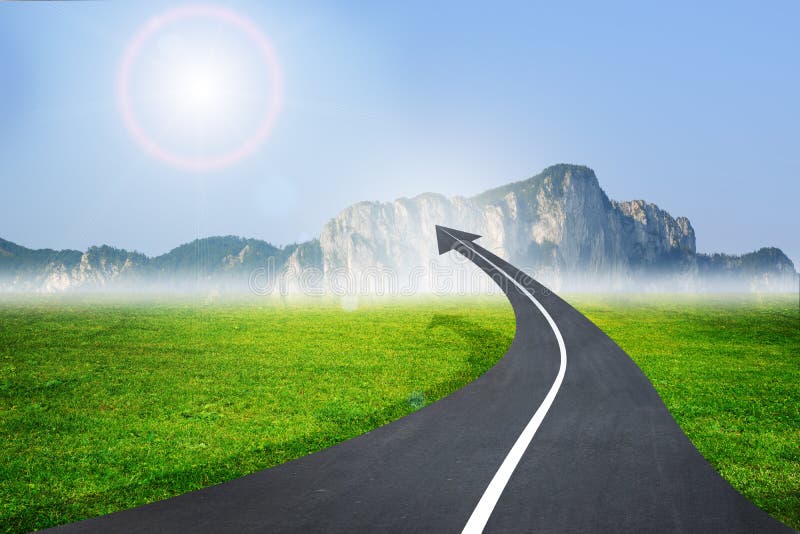 Road going up llike arrow stock illustration. Illustration of highway ...