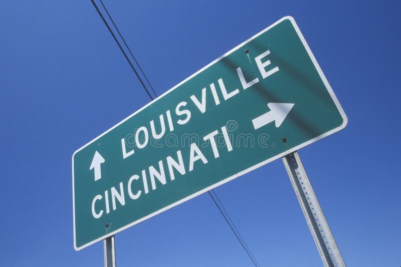 Freeway Road Sign To Louisville and Cincinnati Stock Image - Image of ...