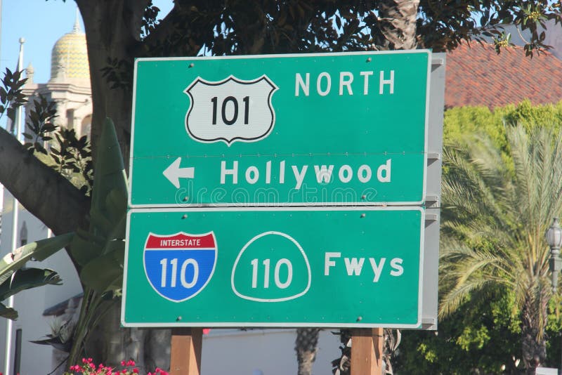 101 Hollywood Freeway Los Angeles Sign Stock Photo - Image of nobody ...
