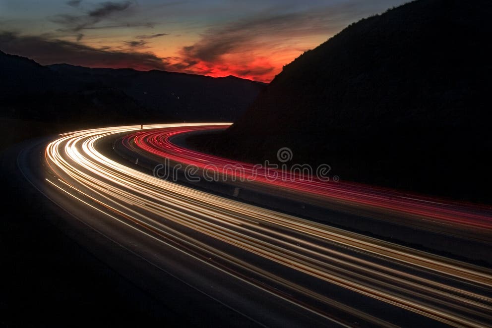 Freeway Sunset stock photo. Image of auto, travel, speed - 1550588