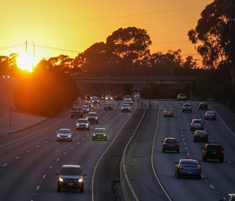 101 freeway sunset editorial stock photo. Image of barbara - 77056753