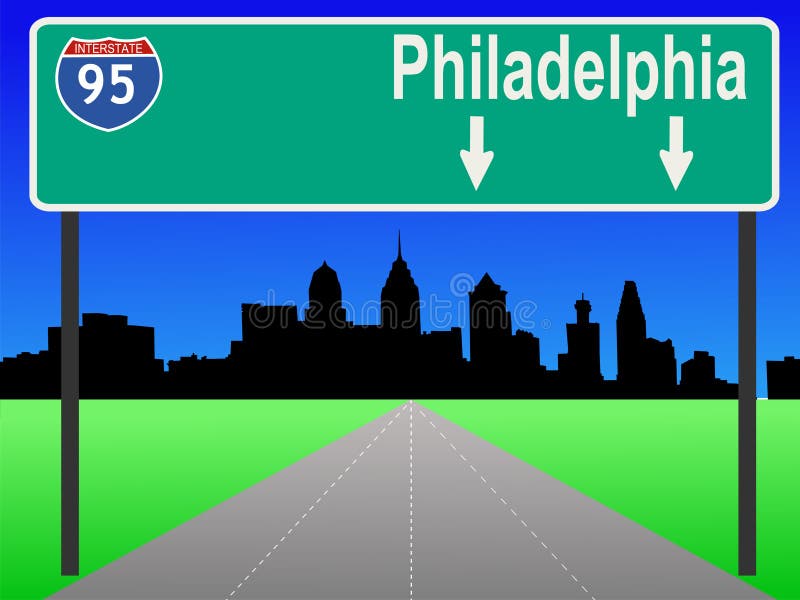 Freeway to Philadelphia stock illustration. Illustration of ...