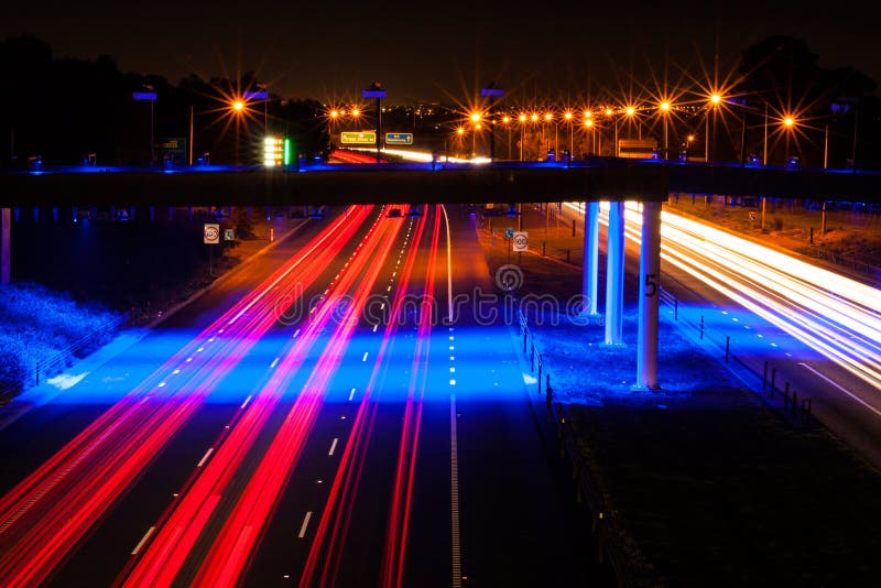 Freeway Traffic Light Trails Heading Home Stock Image - Image of ...