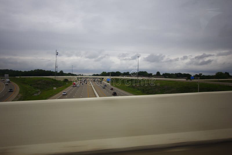View of Freeways during a Cloudy Day, Indianapolis, Indiana Stock Photo ...