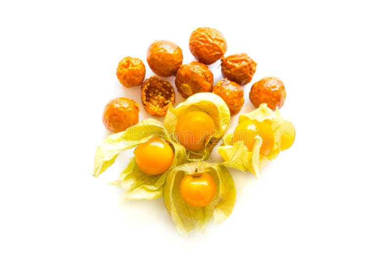 Freeze Dried and Fresh Raspberries on a White Background. Stock Image ...