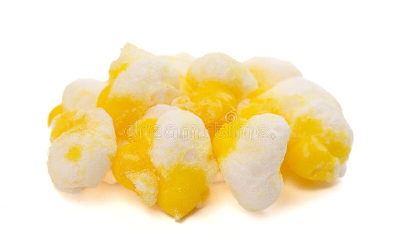 Freeze Dried Lemon Flavored Candy Isolated on a White Background Stock ...