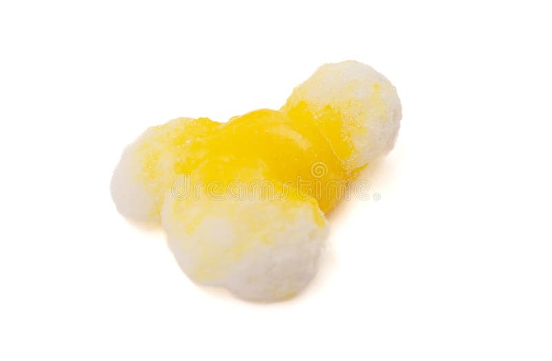 Freeze Dried Lemon Flavored Candy Isolated on a White Background Stock ...