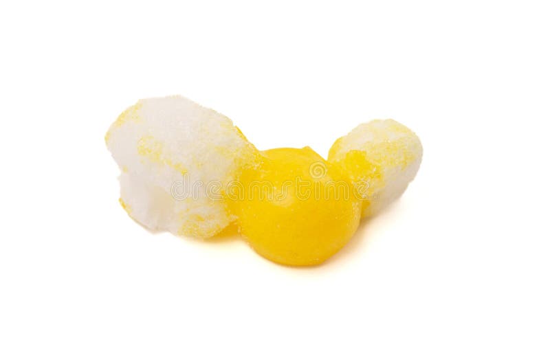 Freeze Dried Lemon Flavored Candy Isolated on a White Background Stock ...