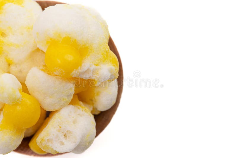 Freeze Dried Lemon Flavored Candy Isolated on a White Background Stock ...