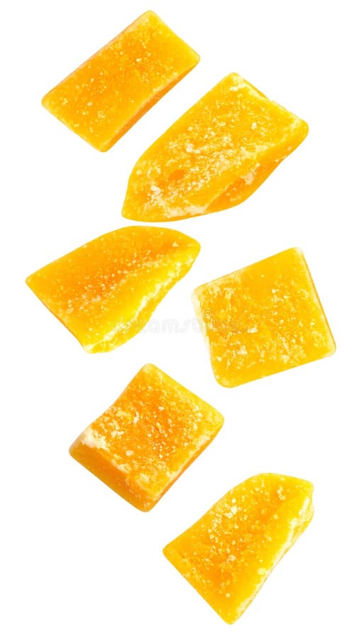 Freeze Dried Mango Chunks Falling Transparent Background Stock Photos ...
