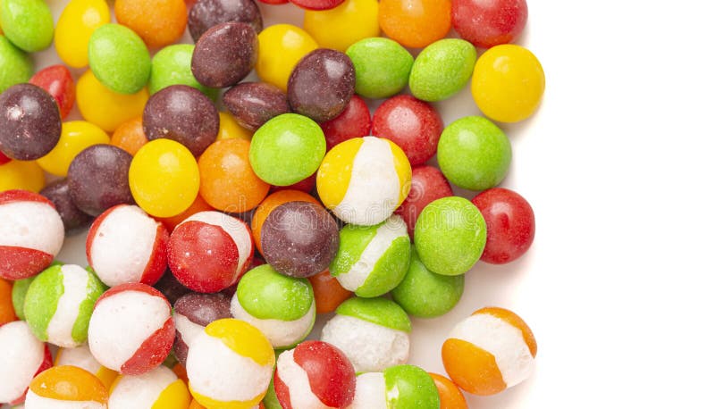 Freeze Dried Rainbow Candy on a White Background Stock Image - Image of ...