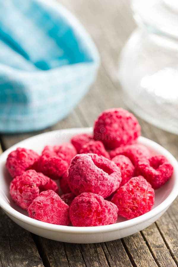 Freeze dried raspberries. stock photo. Image of plant - 114731578