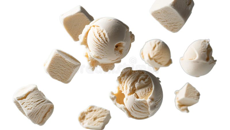 Freeze-dried Vanilla Ice Cream, in Irregular Cube Chunks, Floating on a ...