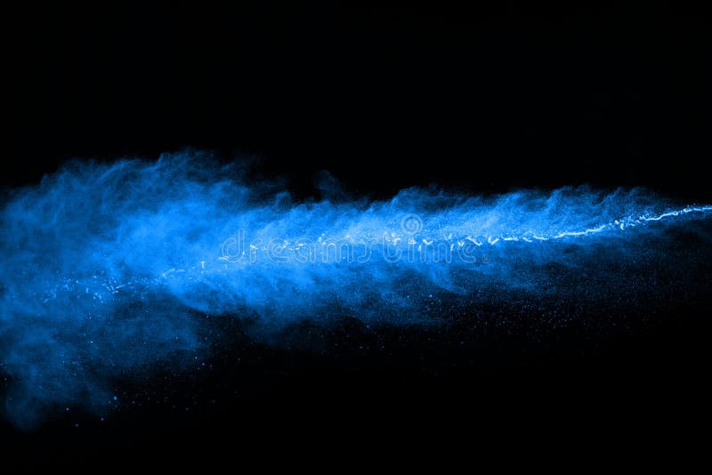 Blue Color Powder Explosion on Black Background. Stock Image - Image of ...