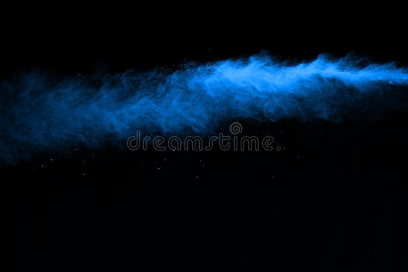 Blue Color Powder Explosion on Black Background. Stock Image - Image of ...