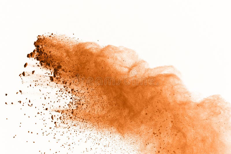 Freeze Motion of Brown Dust Explosion on White Background. Stop Stock ...