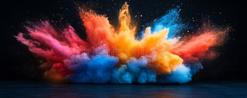 Freeze Motion Captures Colorful Powder Exploding Against Black Backdrop ...