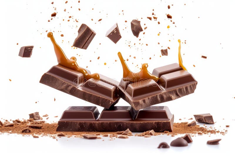 Exploding Chocolate Delight with Caramel Splash Stock Image - Image of ...