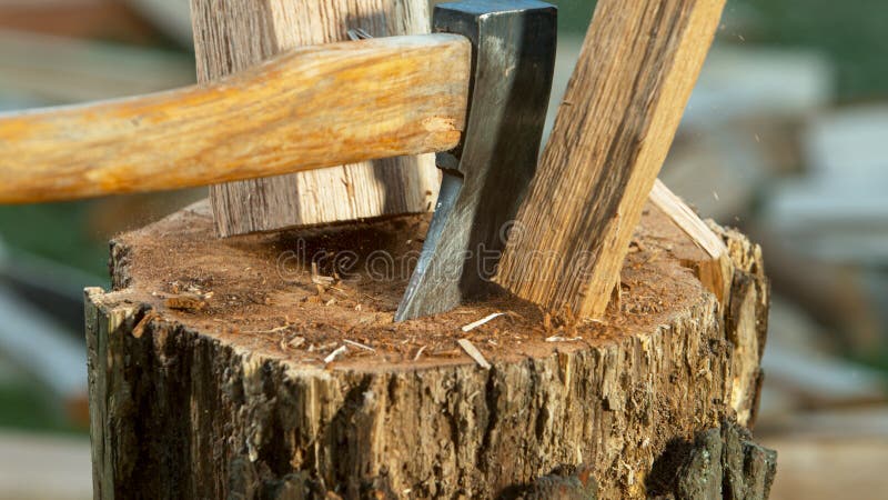 Freeze Motion of Chopping Wooden Logs Stock Photo - Image of lumber ...