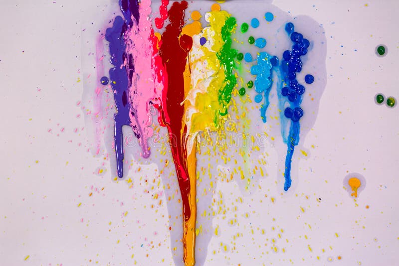 Colorful Paint Dripping Isolated on White Background. Stock Photo ...