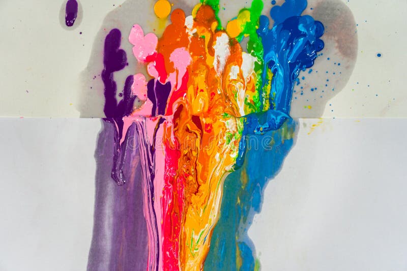 Colors Flow from High To Low on White Paper. Stock Image - Image of ...