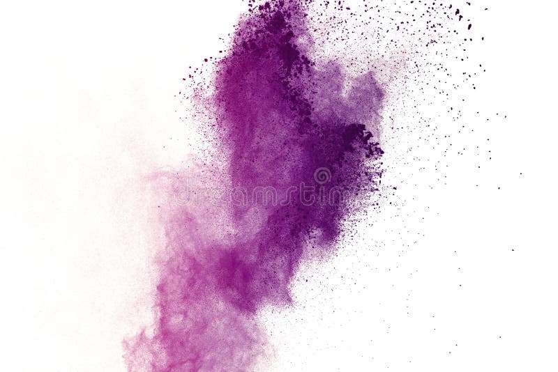 Abstract Purple Powder Explosion on White Background. Abstract Colored ...