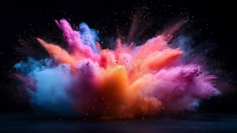 Freeze Motion of Colorful Dust Exploding Creating a Vibrant and Dynamic ...