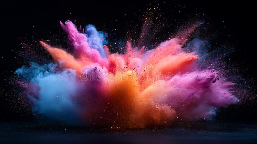 Freeze Motion of Colorful Dust Exploding Creating a Vibrant and Dynamic ...