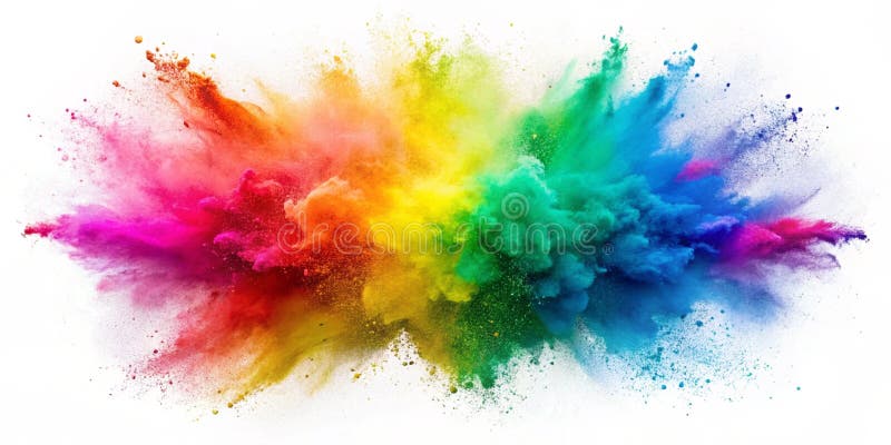 Freeze Motion of Colorful Painted Powder Exploding on White Background ...