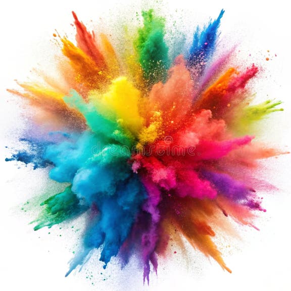 Freeze Motion of Colorful Painted Powder Exploding on White Background ...