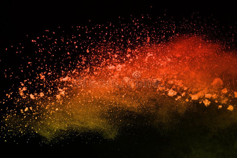 Freeze Motion of Colorful Powder Exploding on Black Background. Stock ...