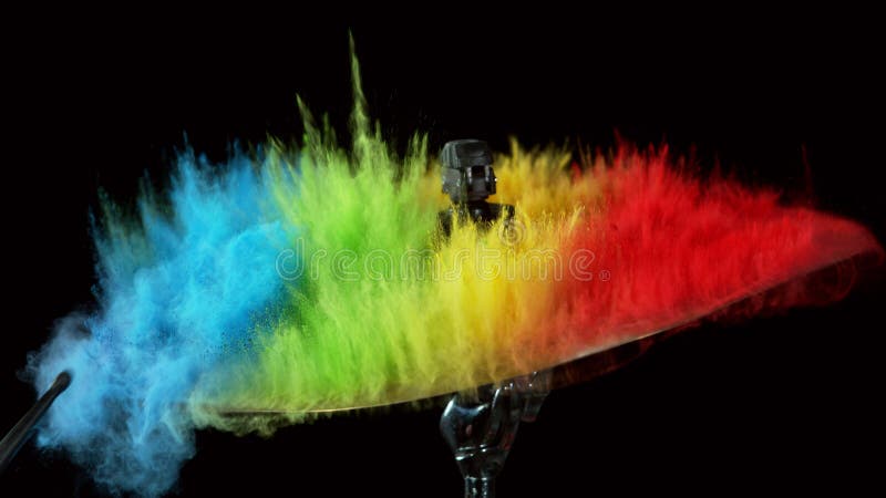 Freeze Motion of Coloured Powder Explosion on Drum Cymbal Stock Image ...