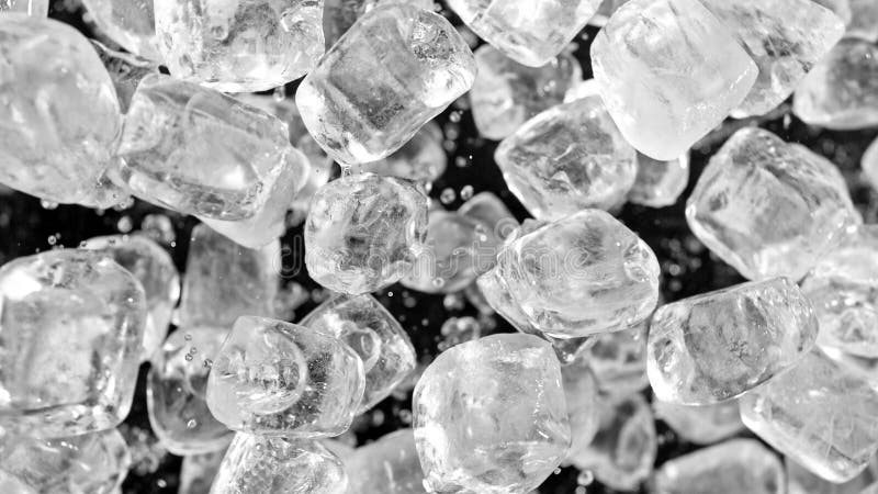 Freeze Motion of Flying Ice Cubes Isolated on Black Background Stock ...