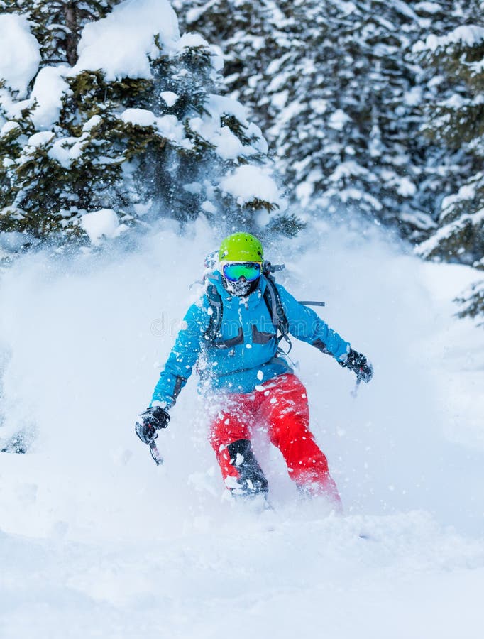 Freeze Motion of Freerider in Deep Powder Snow Stock Image - Image of ...