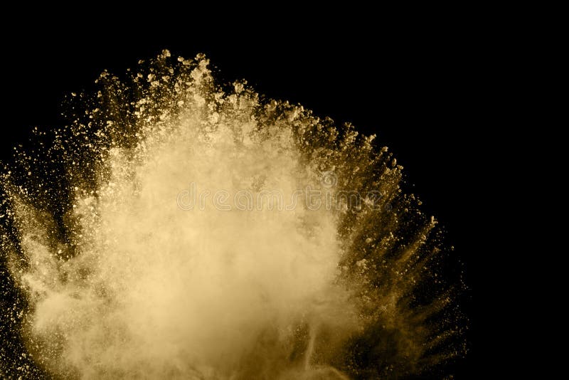 Golden Powder Explosion on Black Background. Stock Photo - Image of ...