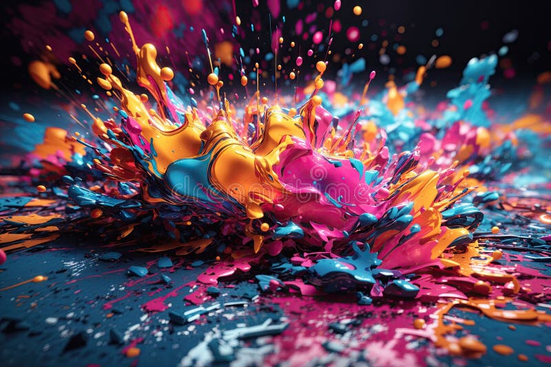 Freeze Motion Ofcolorfull Paint Exploding on Black Background. Stock ...