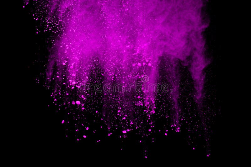 Freeze Motion of Purple Powder Exploding on Black Background. Stock ...