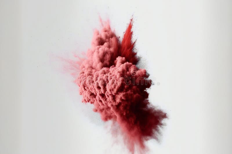 Freeze Motion of Red Powder Exploding Isolated on White, Abstract ...