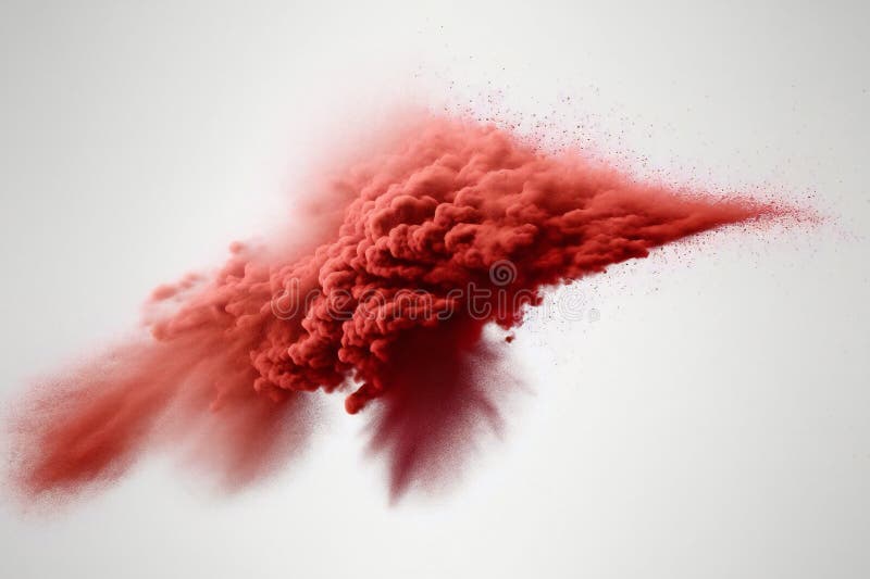 Freeze Motion of Red Powder Exploding Isolated on White, Abstract ...
