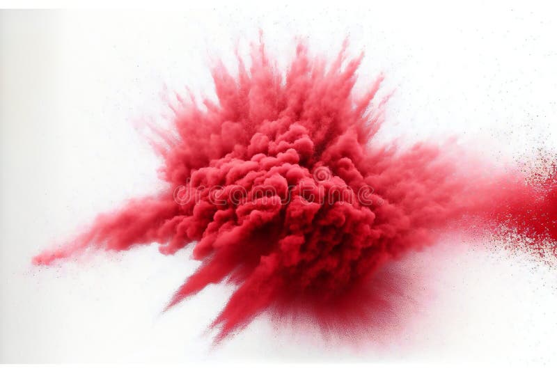 Freeze Motion of Red Powder Exploding Isolated on White, Abstract ...